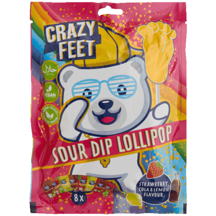 Crazy Feet Sour Dip Lollipops (×8) – Elmercado
